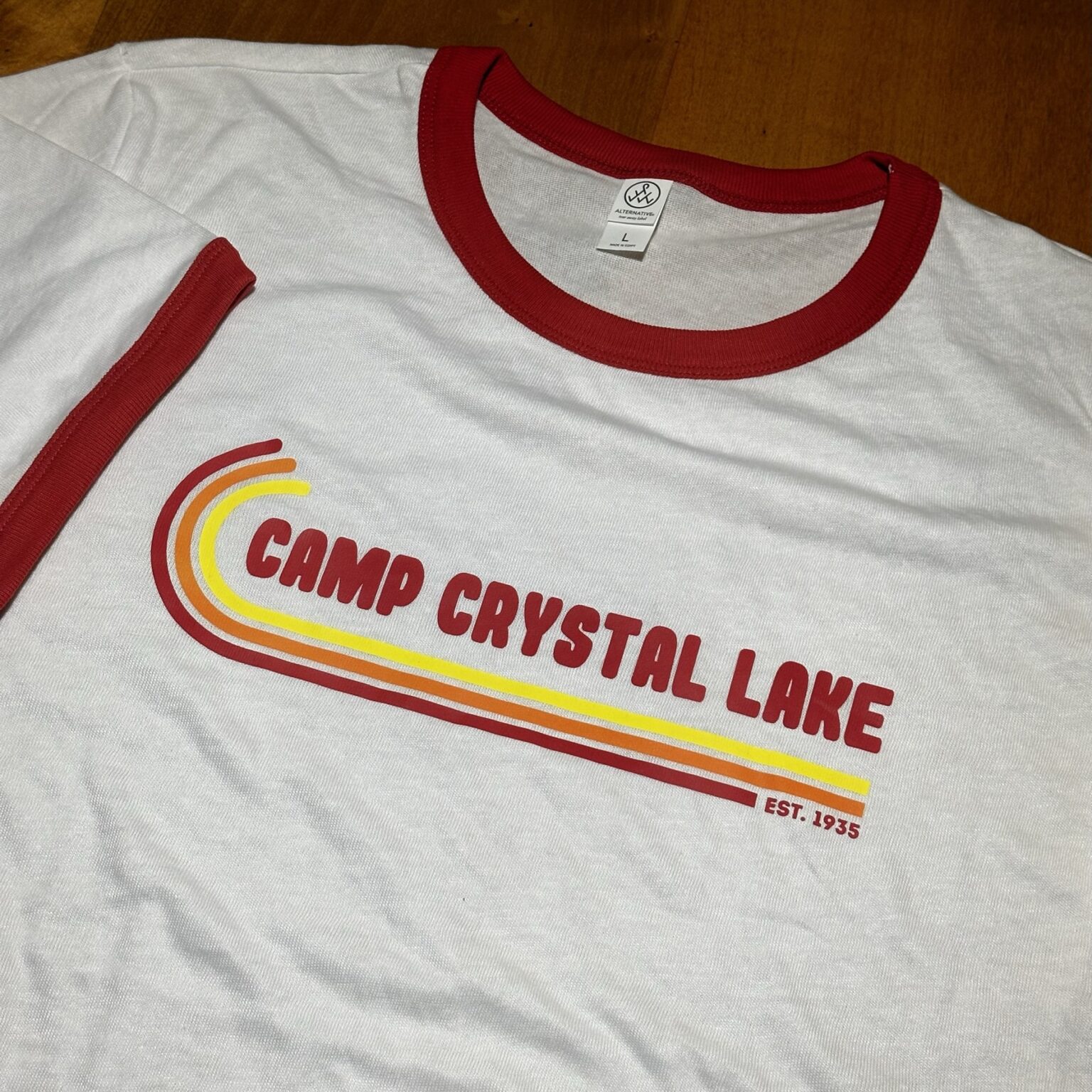 Camp Crystal Lake Red Ringer T-Shirt - Crystal Lake Tours